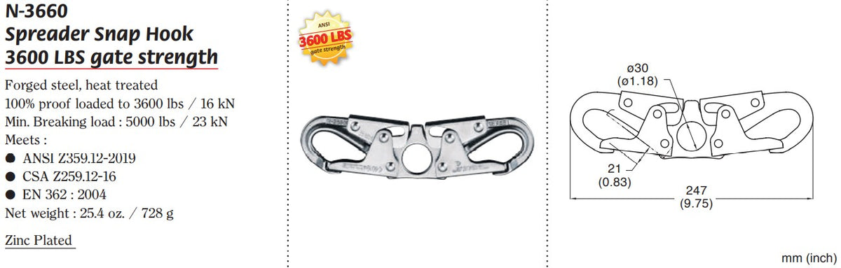 Yoke SPREADER BAR SNAP HOOK – Pacific Ropes